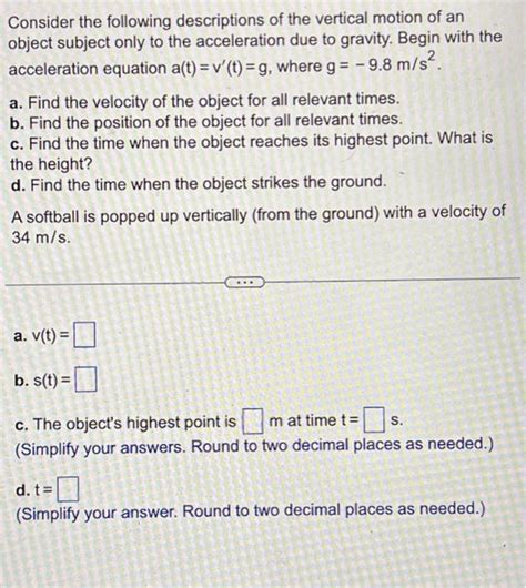 Solved Consider The Following Descriptions Of The Vertical Chegg