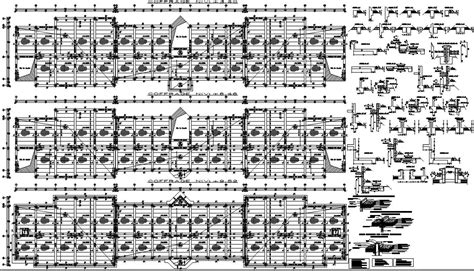 Layout Plan Of Raft Foundation With Reinforcement Details In Autocad 2d Drawing Cad File Dwg File