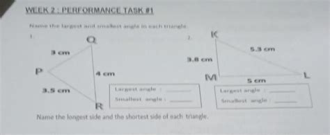 solved week 2performance task a name the largest and smallest angle in