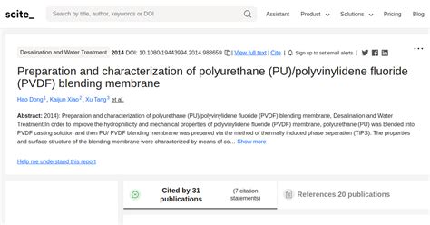 Preparation And Characterization Of Polyurethane Pupolyvinylidene Fluoride Pvdf Blending
