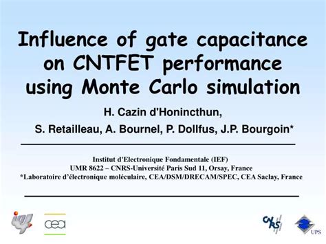 Ppt Influence Of Gate Capacitance On Cntfet Performance Using Monte Carlo Simulation