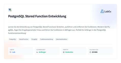 Postgresql Stored Functions Entwickeln Labex
