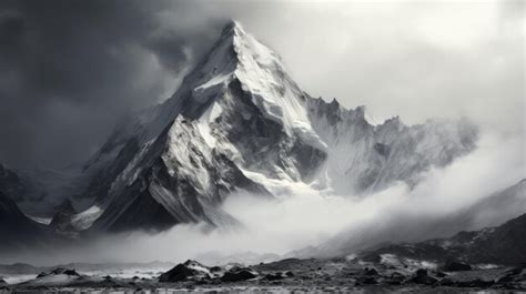 Eerily Realistic Black And White Mountainscape Artwork Premium Ai