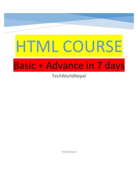 Pdf Learn Htmlhtmlcoursebasicadvancefor7days Pdf