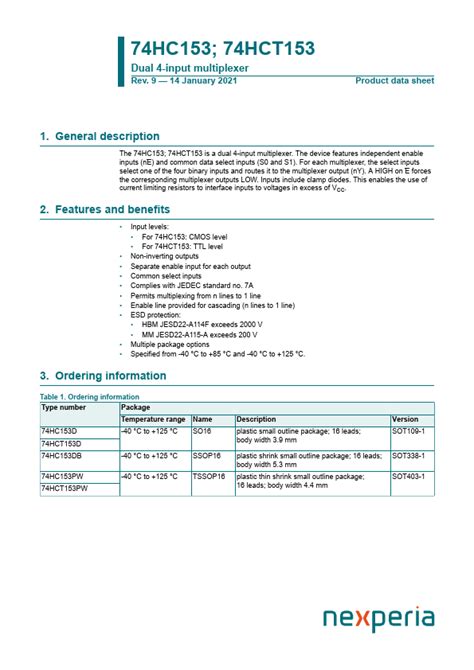 74hct153db 74hc153 Datasheet Nexperia