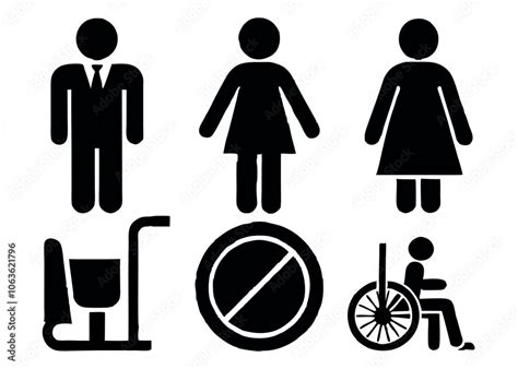Symbols Representing Gender Identity Accessibility And No Entry Signs In A Simple Design Stock
