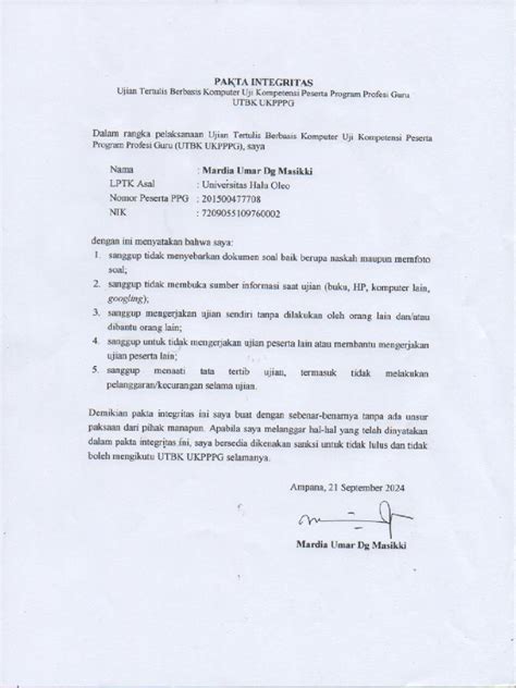Fakta Integritas Mardia Umar Dg Masikki Pdf