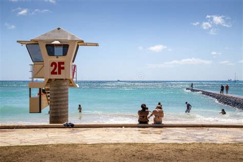 Lifeguard Tower Overlooking Waikiki Beach In Honolulu Hawaii