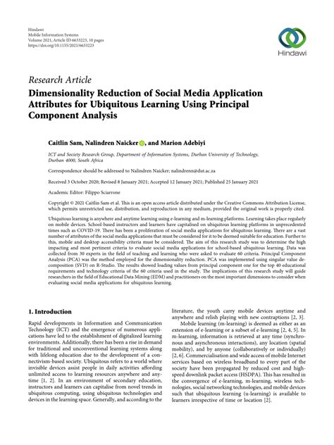 Pdf Dimensionality Reduction Of Social Media Application Attributes For Ubiquitous Learning