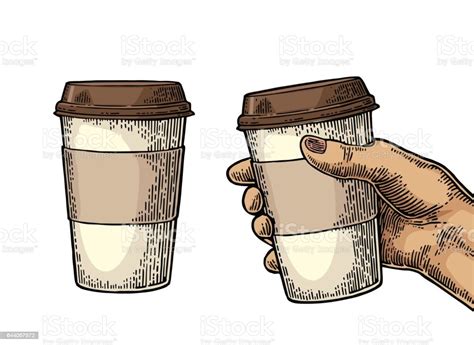 골판지 홀더와 모자를 곁들인 일회용 커피 한 잔을 들고 있는 여성의 손 종이 커피잔에 대한 스톡 벡터 아트 및 기타 이미지