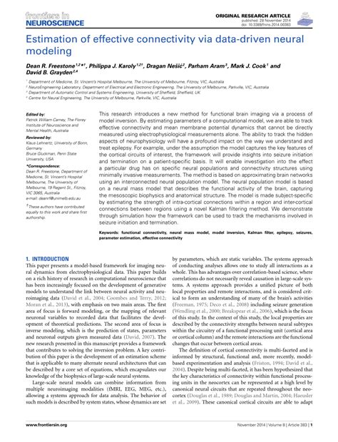 Pdf Estimation Of Effective Connectivity Via Data Driven Neural Modeling