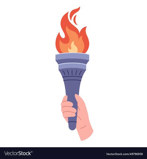 Burning Torch With Flame In Hand Symbol Royalty Free Vector