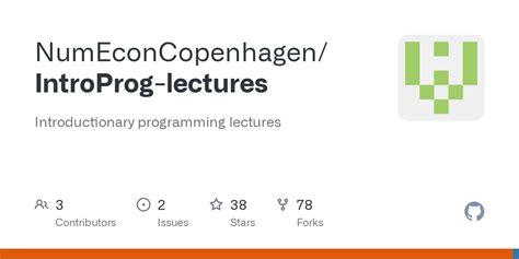 GitHub NumEconCopenhagen IntroProg Lectures Introductionary Programming Lectures