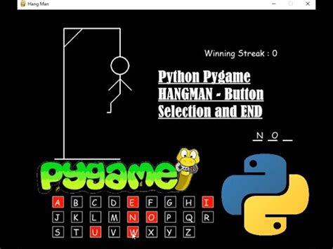 Hangman Final Button Selection Python Pygame Module Programming Beginners YouTube