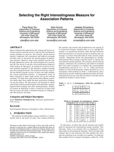 interestingness measures for association patterns pdf