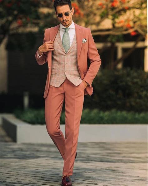 Pink Stretch Collarless Suit