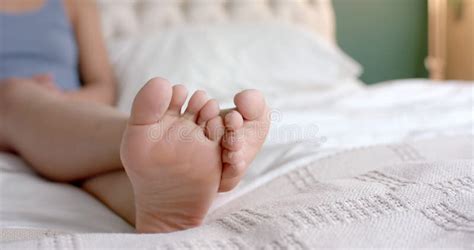 Feet Of Biracial Teenage Girl Standing By Swimming Pool Copy Space Slow Motion Stock Footage