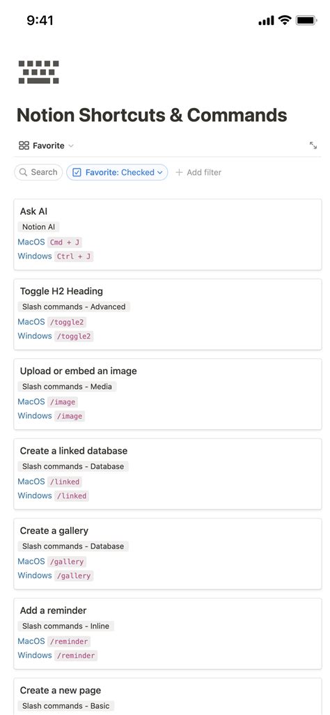 Notion Vorlagengalerie 150 Notion Shortcuts And Commands