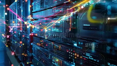 Flowing Data Visualized Through Dynamic Server Racks Stock Video Video Of Abstract Modern