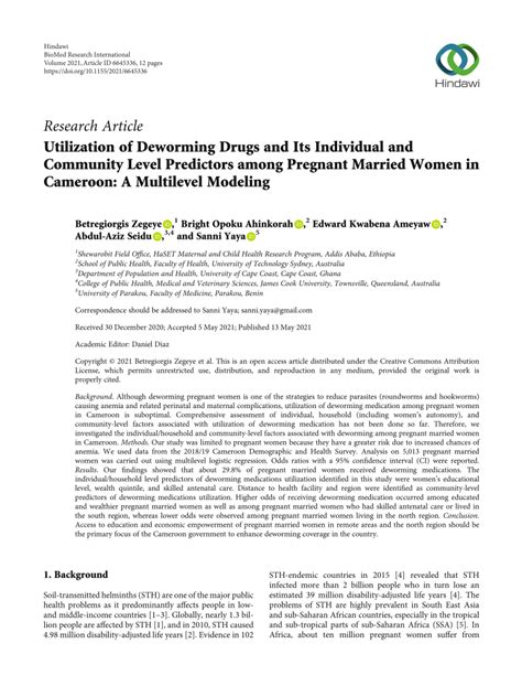 Pdf Utilization Of Deworming Drugs And Its Individual And Community