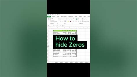 Excel Tips And Tricks Hiding Zeros Made Easy Exceltech Excelshorts Youtube