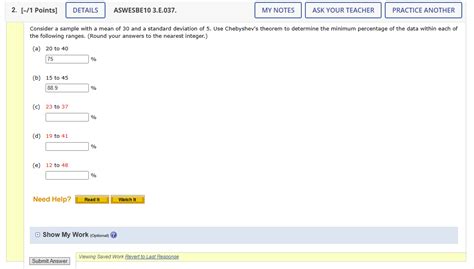solved consider a sample with a mean of 30 and a standard