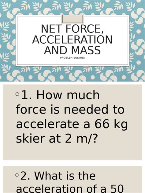 net force acceleration and mass pdf