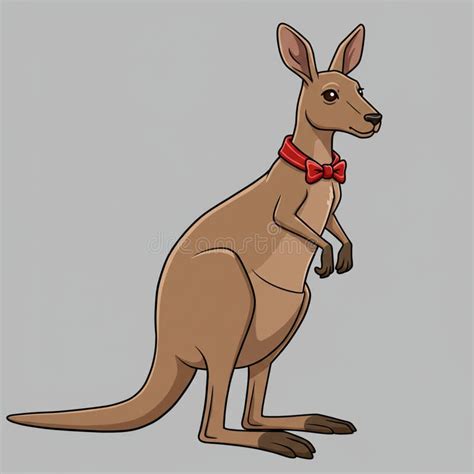 Stylized Illustration Of A Kangaroo Macropus Spp With A Light Brown Coat Large Hind Stock