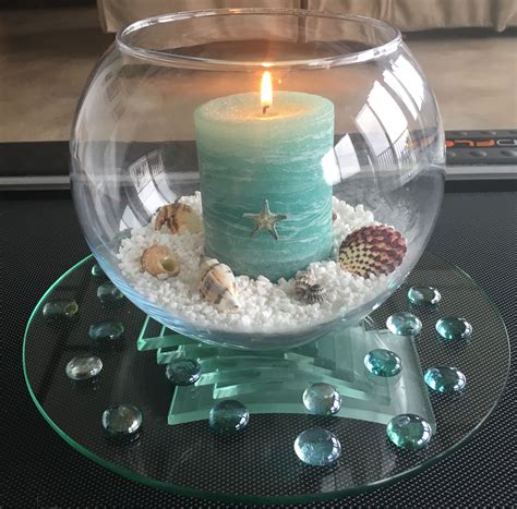 Diy Sea Glass Candle Mermaid Themed Candle Decor Beach Themed Candle
