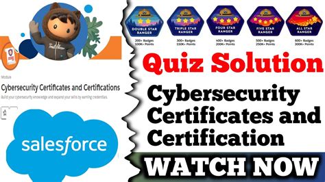 Cybersecurity Certificates And Certifications Quiz Solution Salesforce Trailhead Youtube