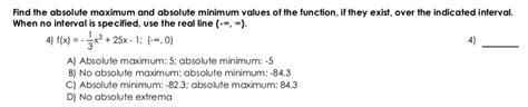 Solved Find The Absolute Maximum And Absolute Minimum Values