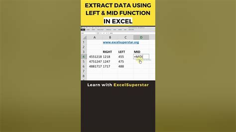 How To Extract Data Using Left And Mid Function In Excel Shorts