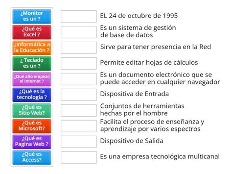 Juegos De Preguntas De Informatica Match Up