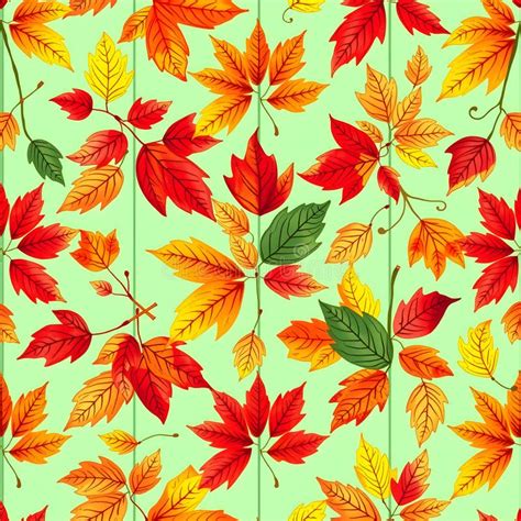 A Colorful Pattern Of Leaves With Different Shapes And Sizes In A