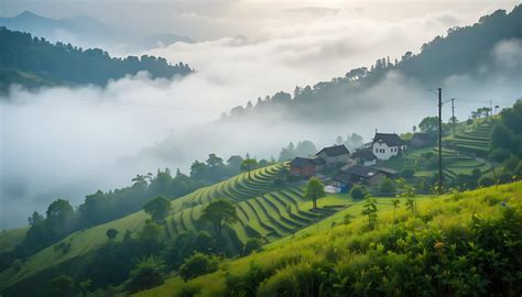 A Foggy Village Morning Photo  Free Download Pikbest