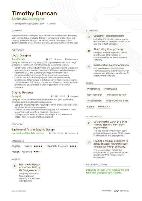 UI Designer CV Examples For