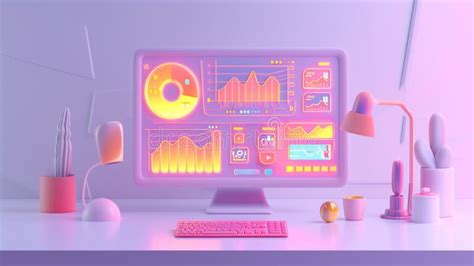 Futuristic Workspace With Data Analytics Dashboard Display Stock Illustration Illustration Of