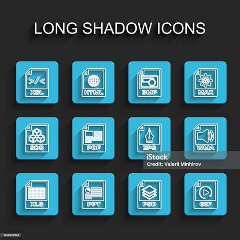 라인 Xls 파일 문서 Ppt Xsl Psd  Pdf Wma 및 Eps 아이콘을 설정합니다 벡터 가득 찬에 대한 스톡 벡터 아트 및 기타 이미지 Istock