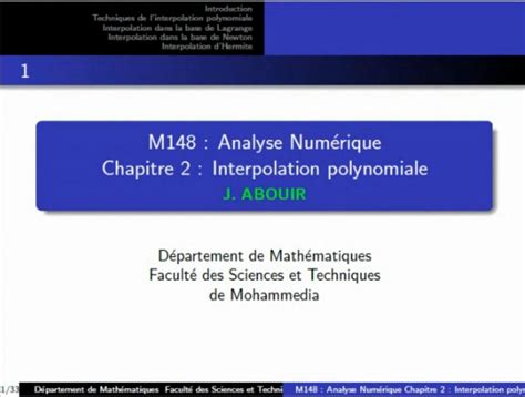 Solution Cours Analyse Numerique Chapitre 2 Interpolation Solution Cours Analyse Numerique Chapitre 2 Interpolation
