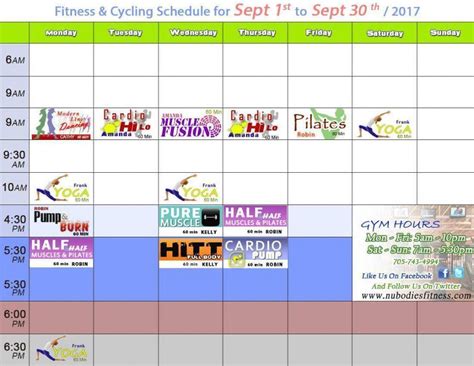 Group Exercise Classes Schedule