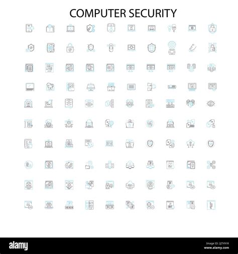 Computer Security Icons Signs Outline Symbols Concept Linear