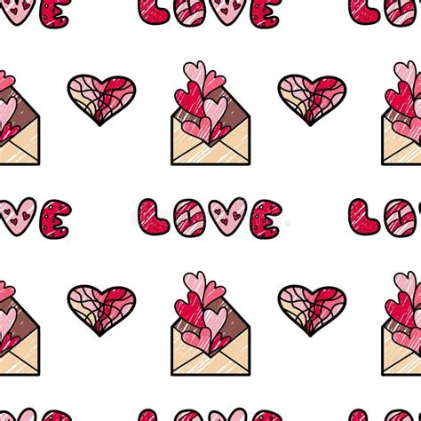 Vector Seamless Pattern On Valentine S Day February 14 Stock Vector