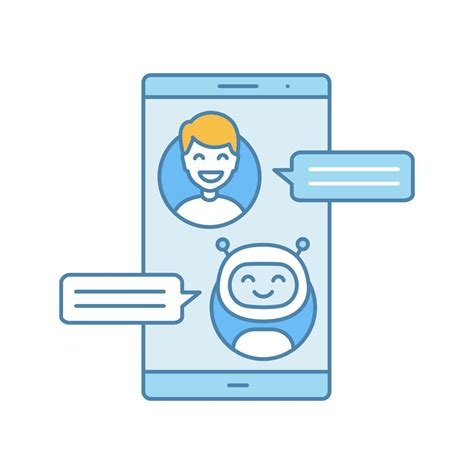 Support Chatbot Color Icon Messenger Bot Modern Robot Virtual Assistant Chat Bot Man