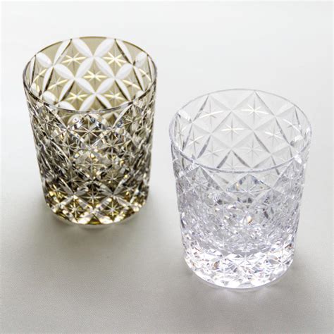 바위 유리 위스키 유리 원 메쉬 블랙 Satoshi Nabetani 전통 공예의 마스터 카가미 크리스탈 에도 컷