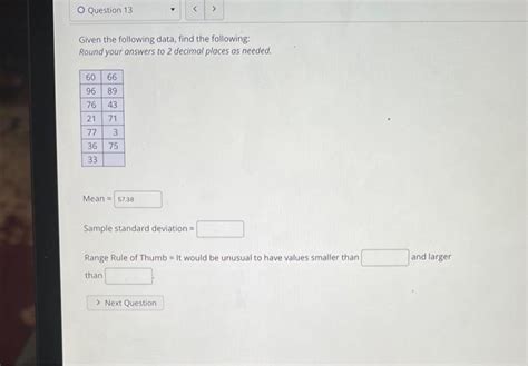 solved given the following data find the following round