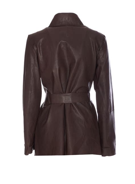 Bully Leather Jacket In Brown Modesens