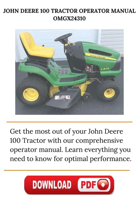 OMGX24310 - JOHN DEERE 100 TRACTOR OPERATOR MANUAL by Factory Manuals - Issuu