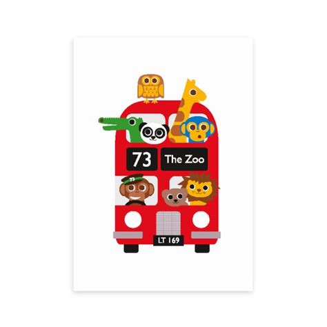 East End Prints Dicky Bird London Bus Zoo Print Dunelm