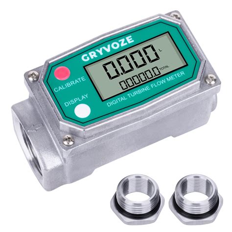 Gryvoze 1 Inch Digital Fuel Flow Meter 26 26 Gpm Inline Npt Turbine Flowmeter