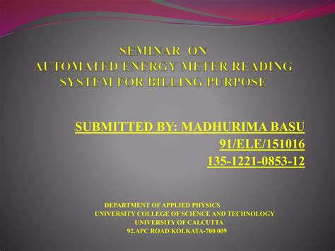automatic energy meter reading system for billing purpose pptx